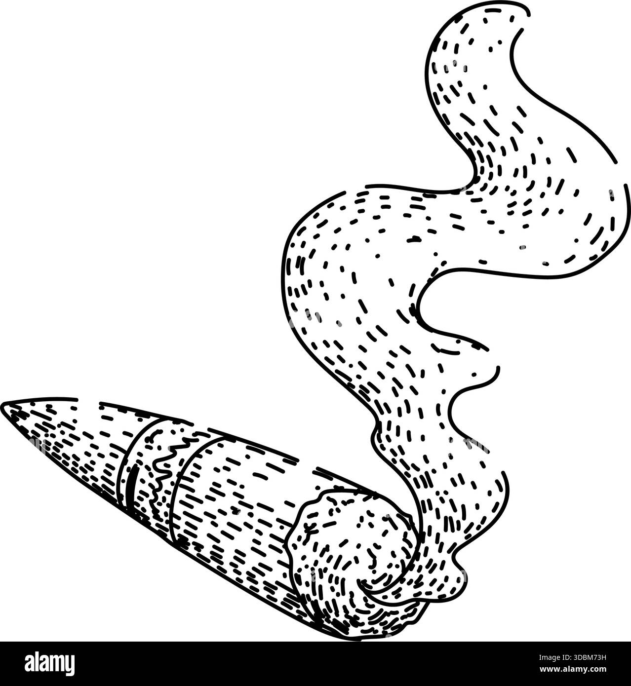 Smoking cigar hand drawn black and white line art illustration Stock ...