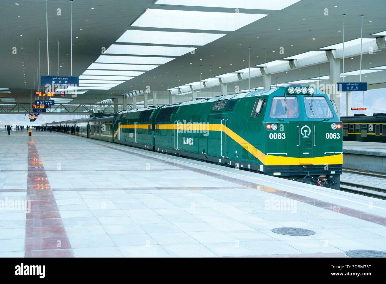 China - Tibet - Lhasa - The long-distance train with a heavy diesel ...