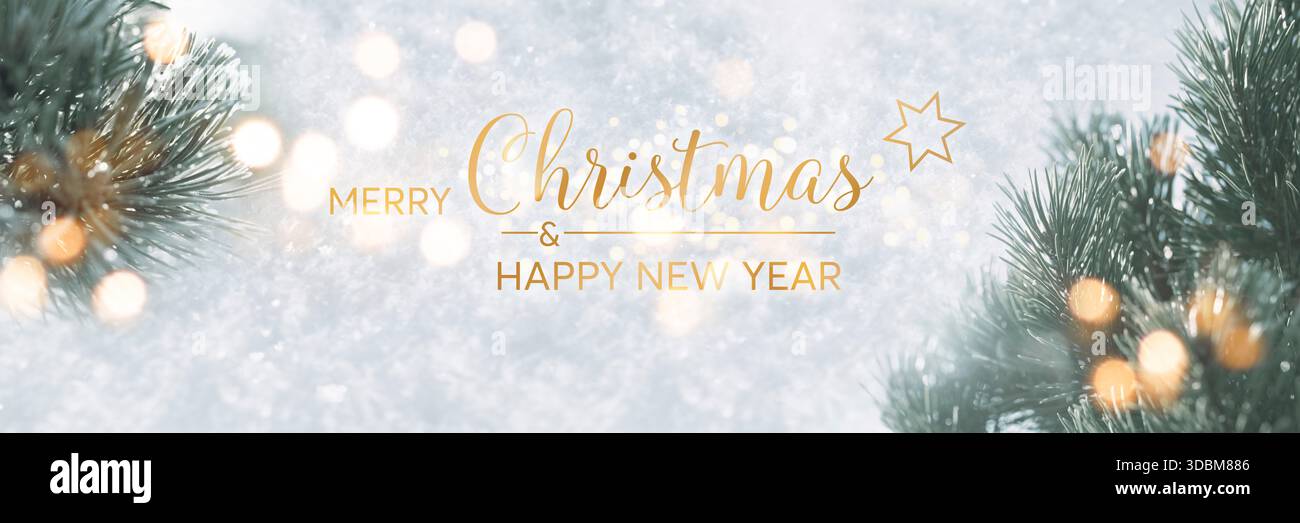 Bright winter background with snowflakes and festive bokeh lights on ...