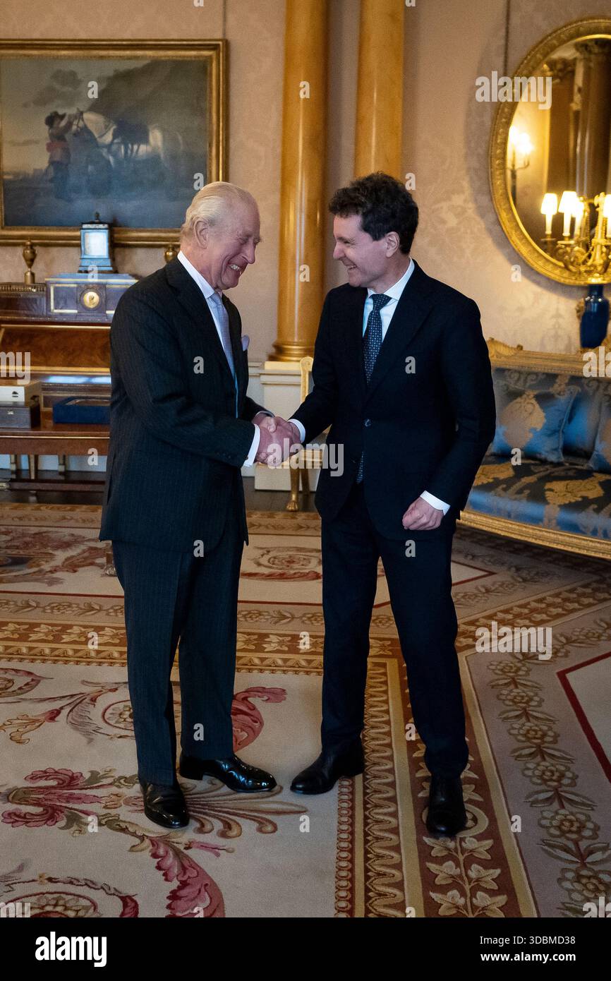King Charles III during an audience with President of Romania Nicusor ...