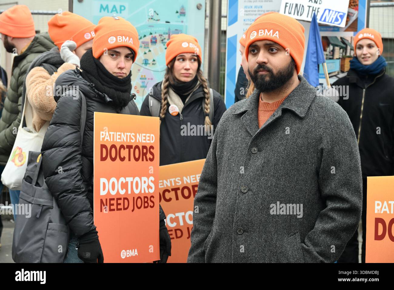 London, UK. BMA Resident Doctors Strike. Resident Doctors outside St ...