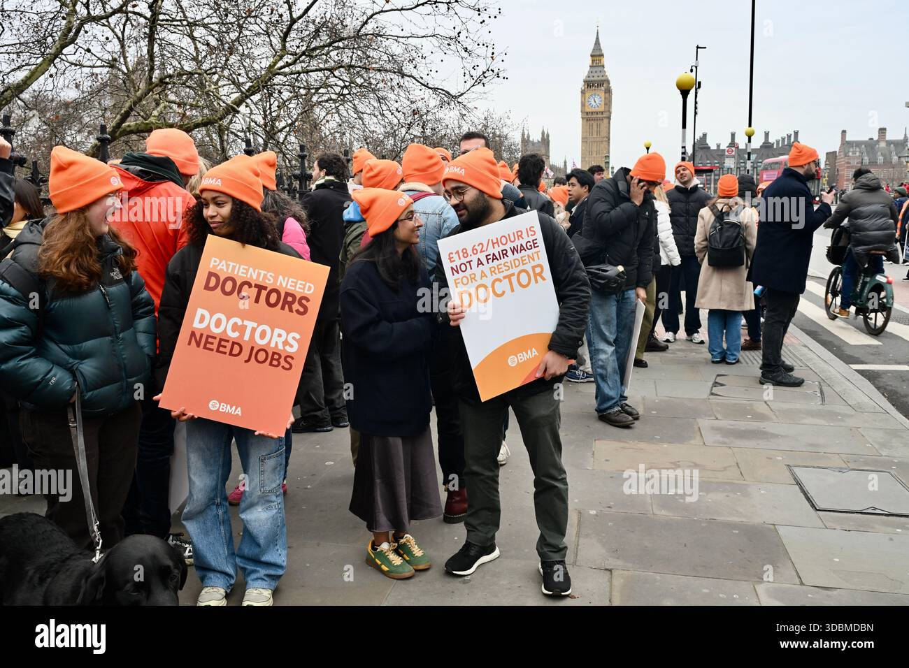 London, UK. BMA Resident Doctors Strike. Resident Doctors outside St ...