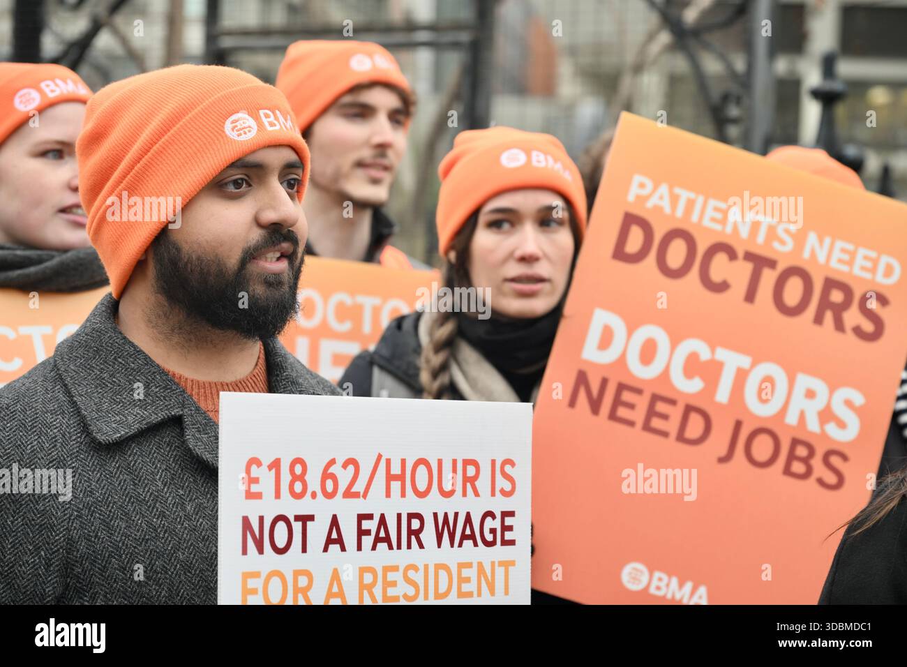 London, UK. BMA Resident Doctors Strike. Resident Doctors outside St ...