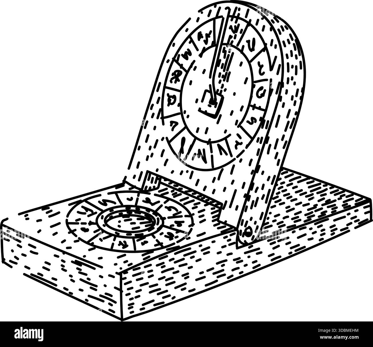 Pocket sundial showing antique instrument measuring time Stock Vector ...
