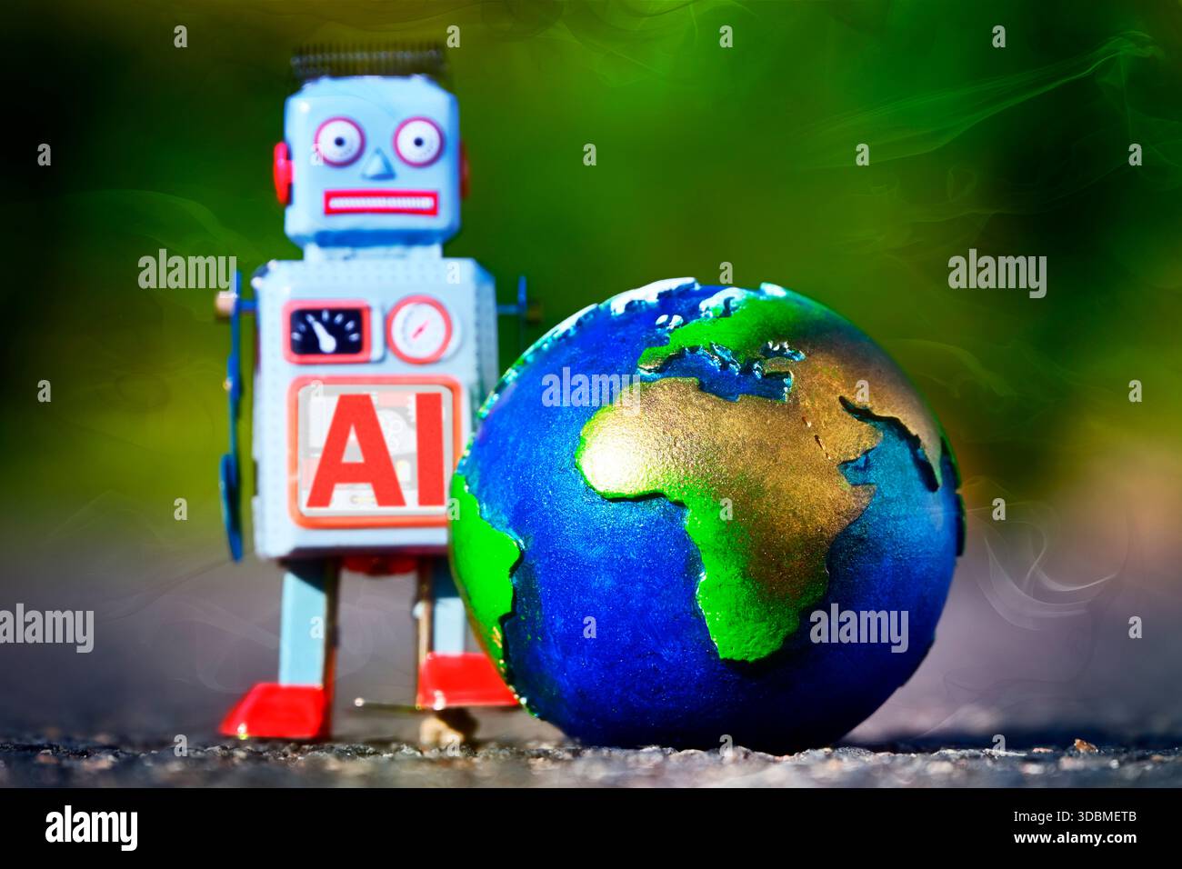 Robot with inscription ai behind globe hi-res stock photography and ...