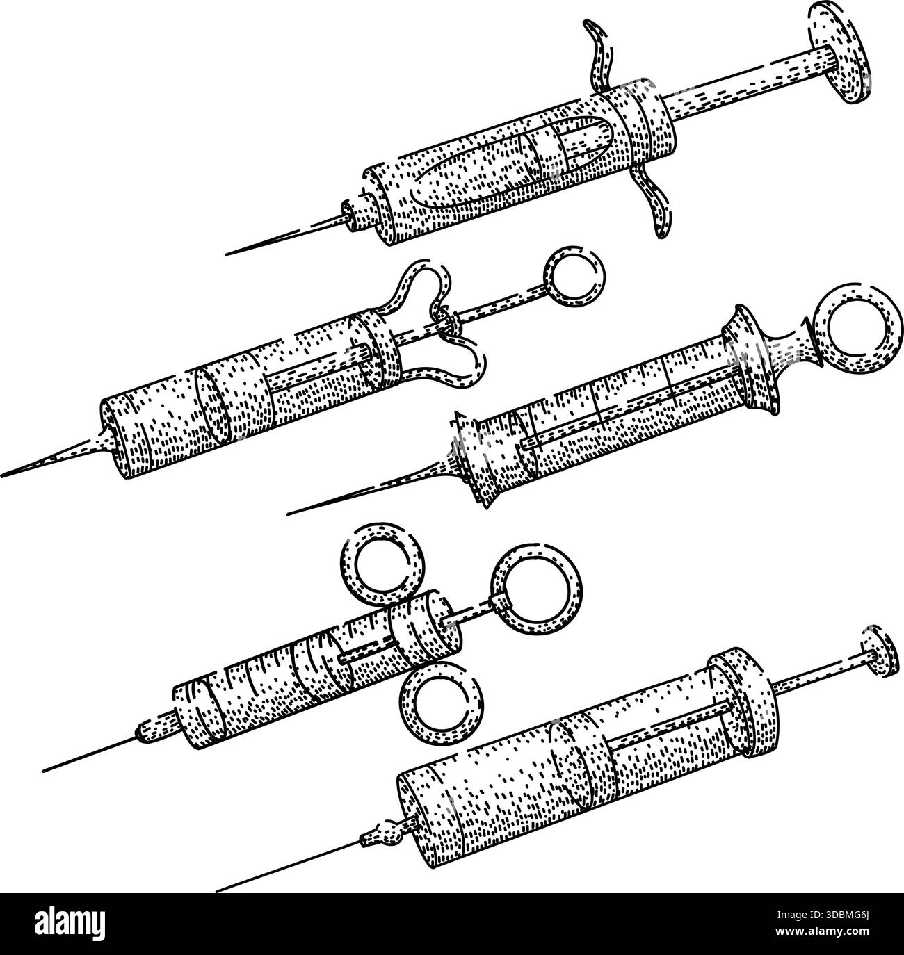 Vintage medical syringes drawing collection for injection design Stock ...