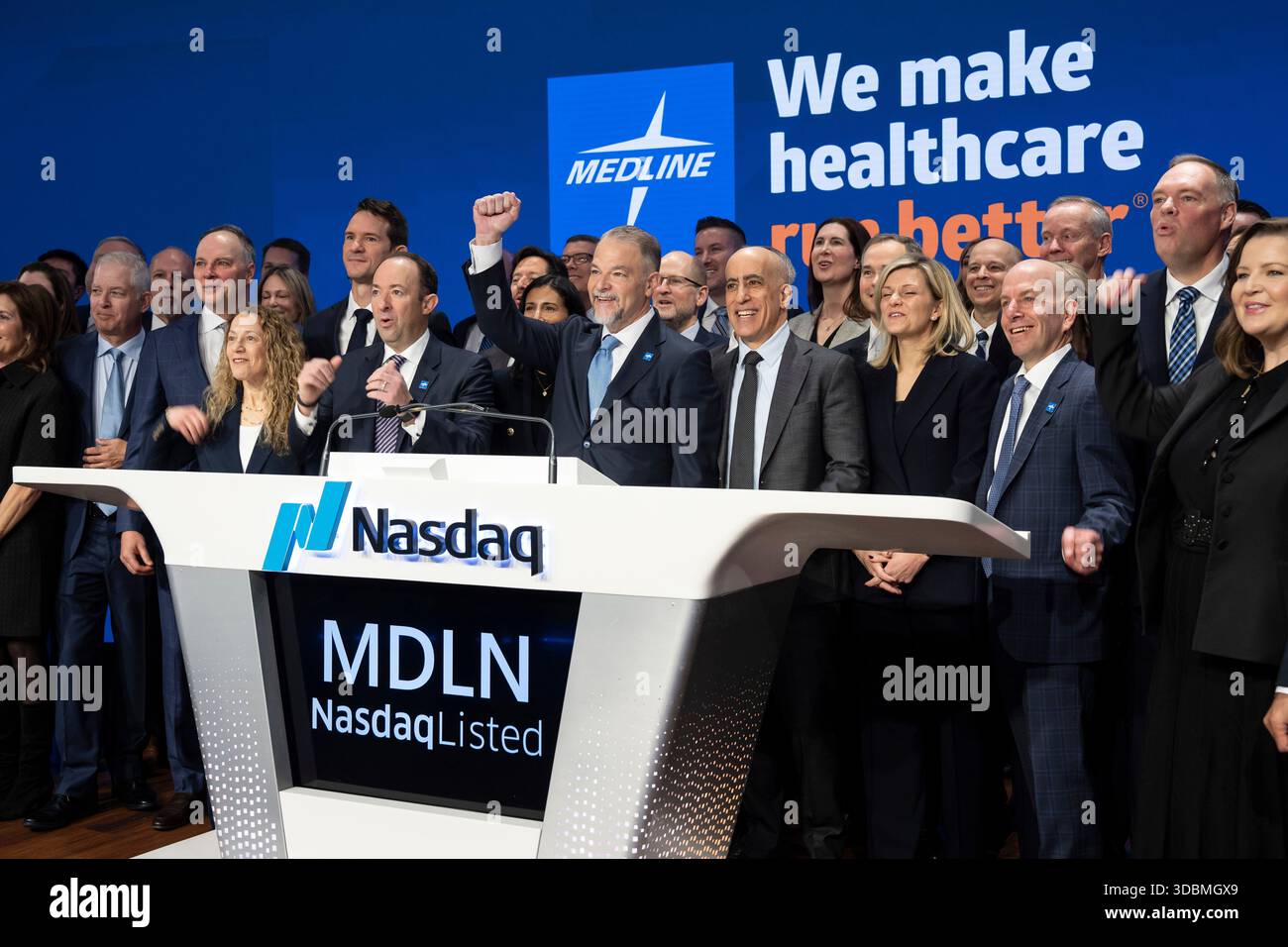 Jim Boyle, CEO of Medline Industries, attends an opening bell ceremony ...