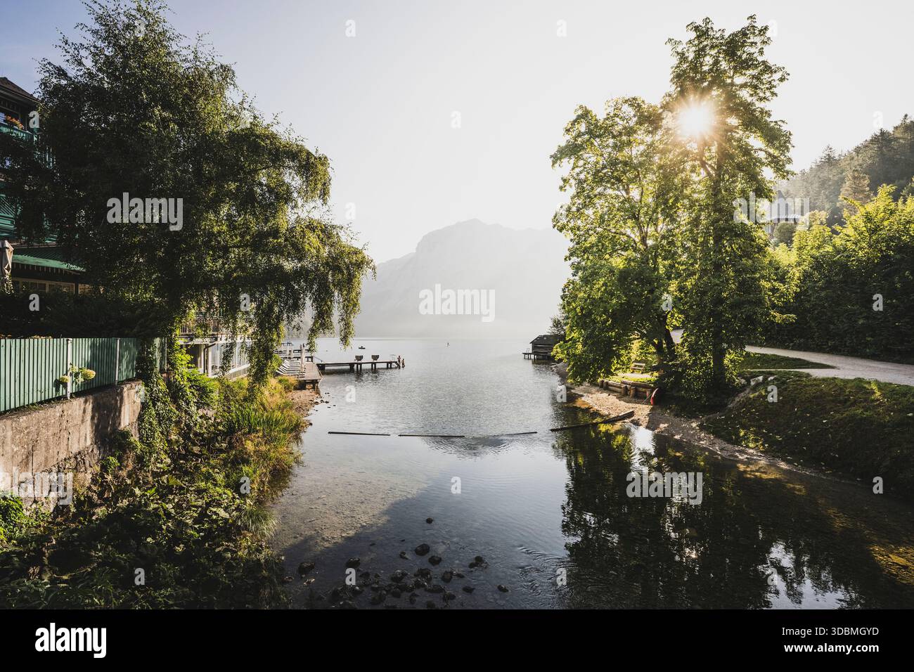 The outflow of lake altaussee in the styrian salzkammergut ausseerland ...