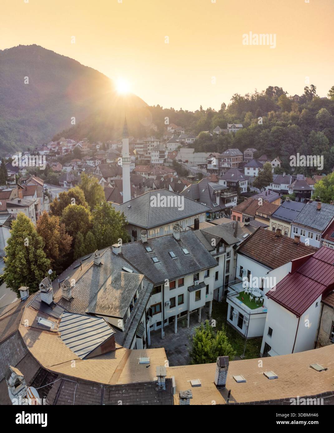Showcasing the ottoman era dzamija painted mosque with its distinctive ...