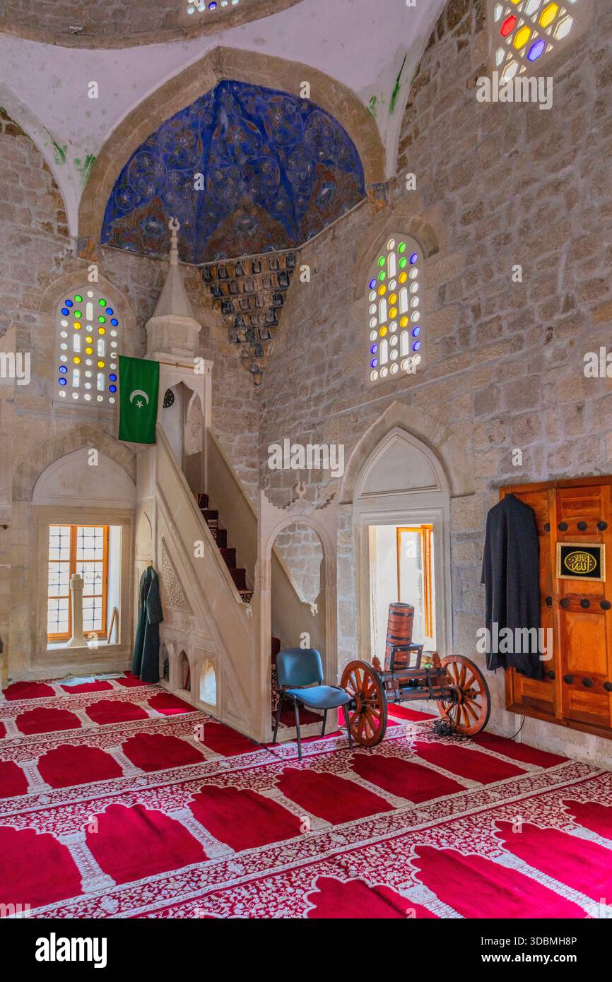 Interior of the Sisman Ibrahim Pasha Mosque in Pocitelj, with Ottoman ...