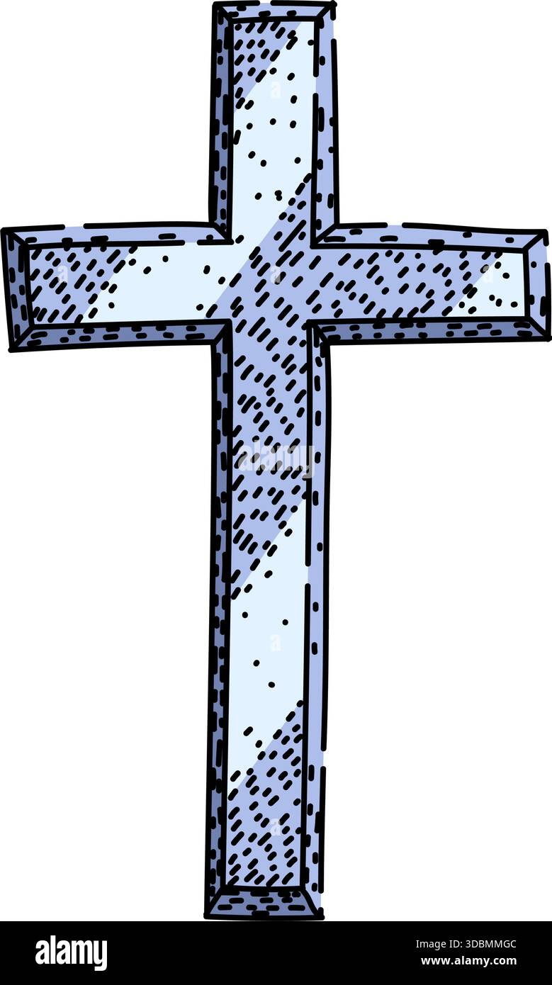 Christian cross symbol drawing representing faith and religion Stock ...