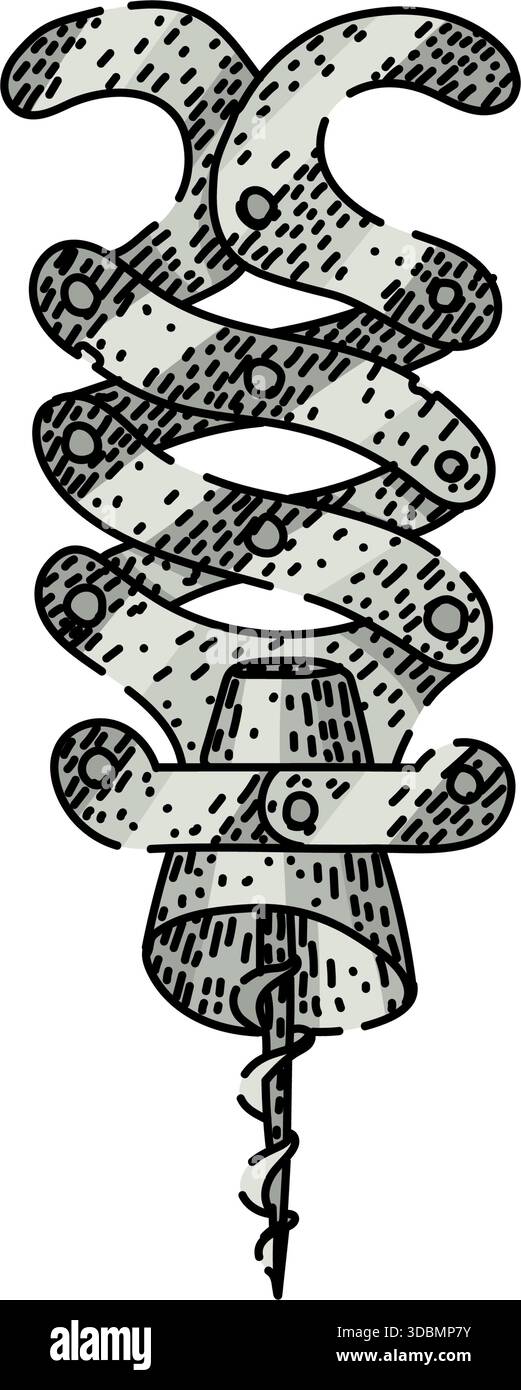 Corkscrew drawing depicting wine bottle opening tool Stock Vector Image ...