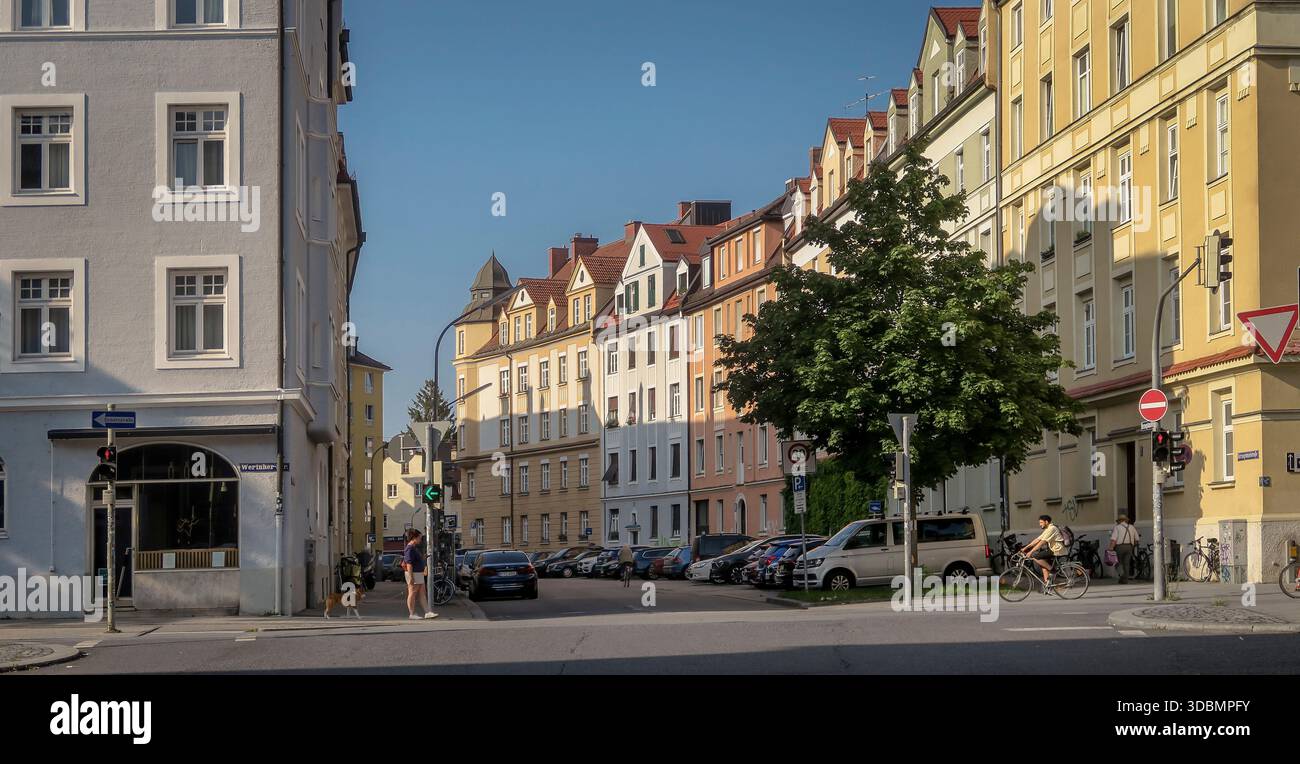 Typical street in Giesing in Munich Stock Photo - Alamy