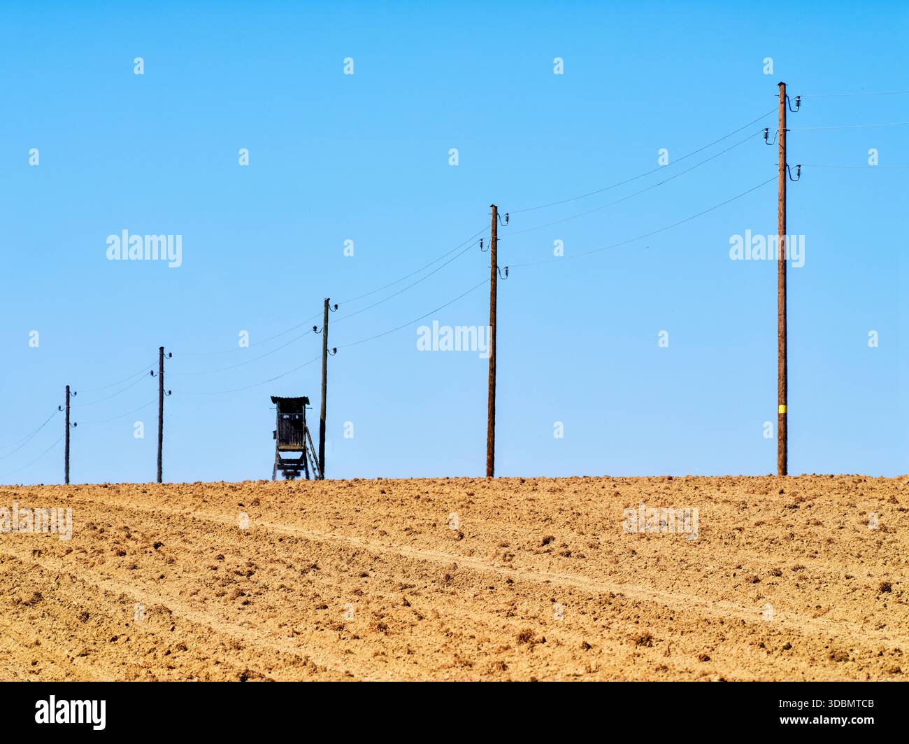 Power line with raised hide in the cultural landscape hi-res stock ...