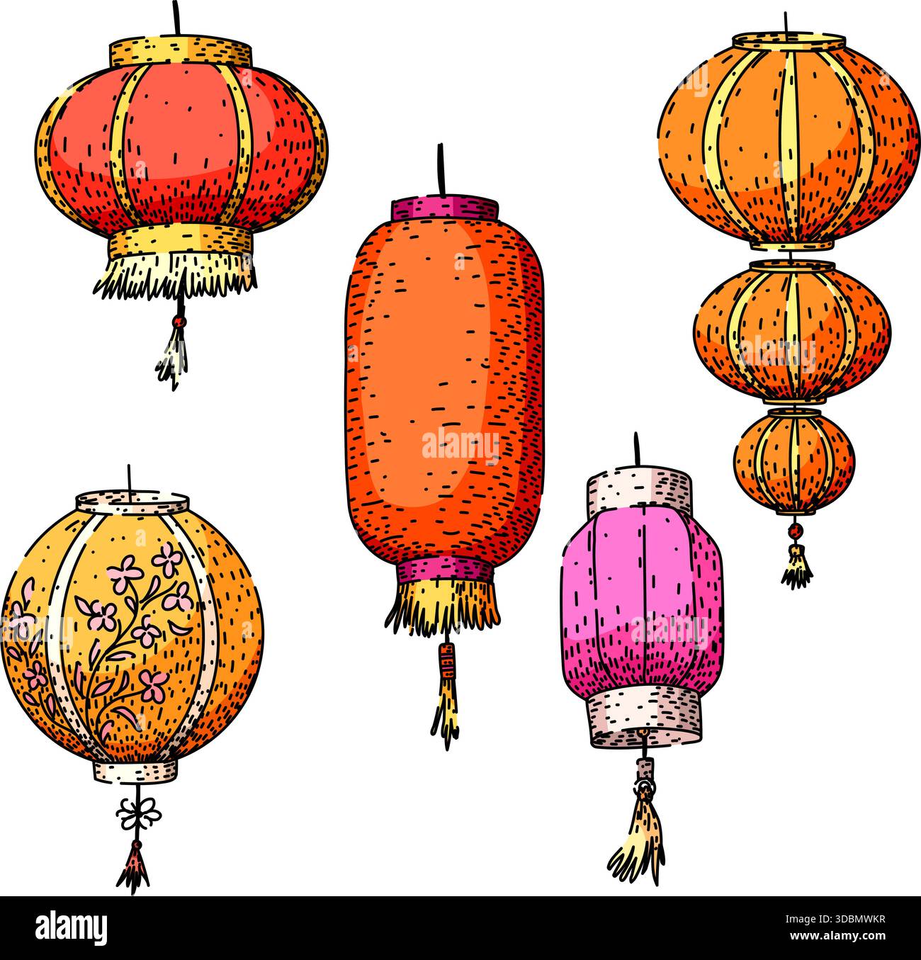 Colorful lanterns hanging lantern Stock Vector Images - Alamy