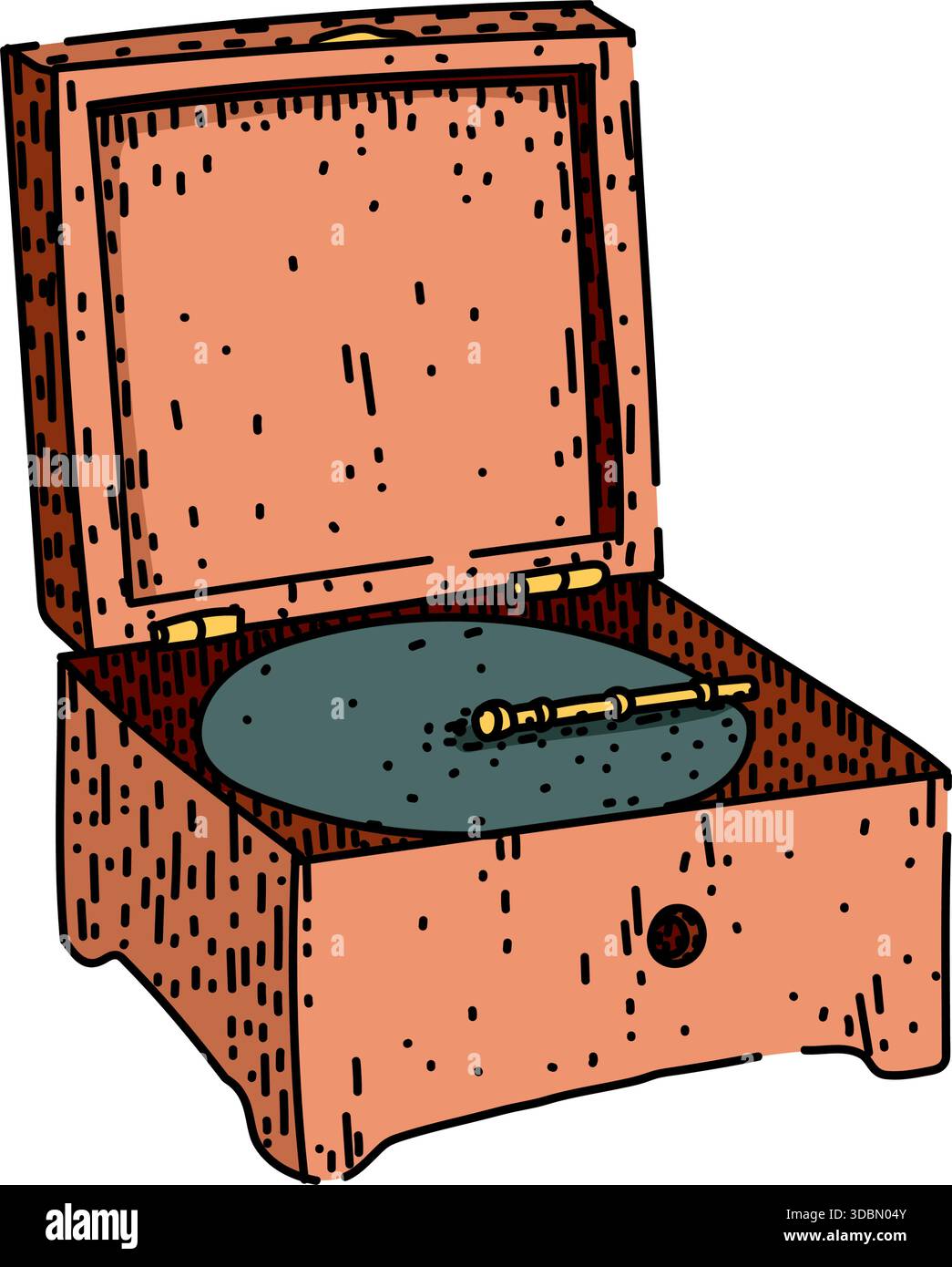 Hand drawing vintage music box playing melody Stock Vector Image & Art ...