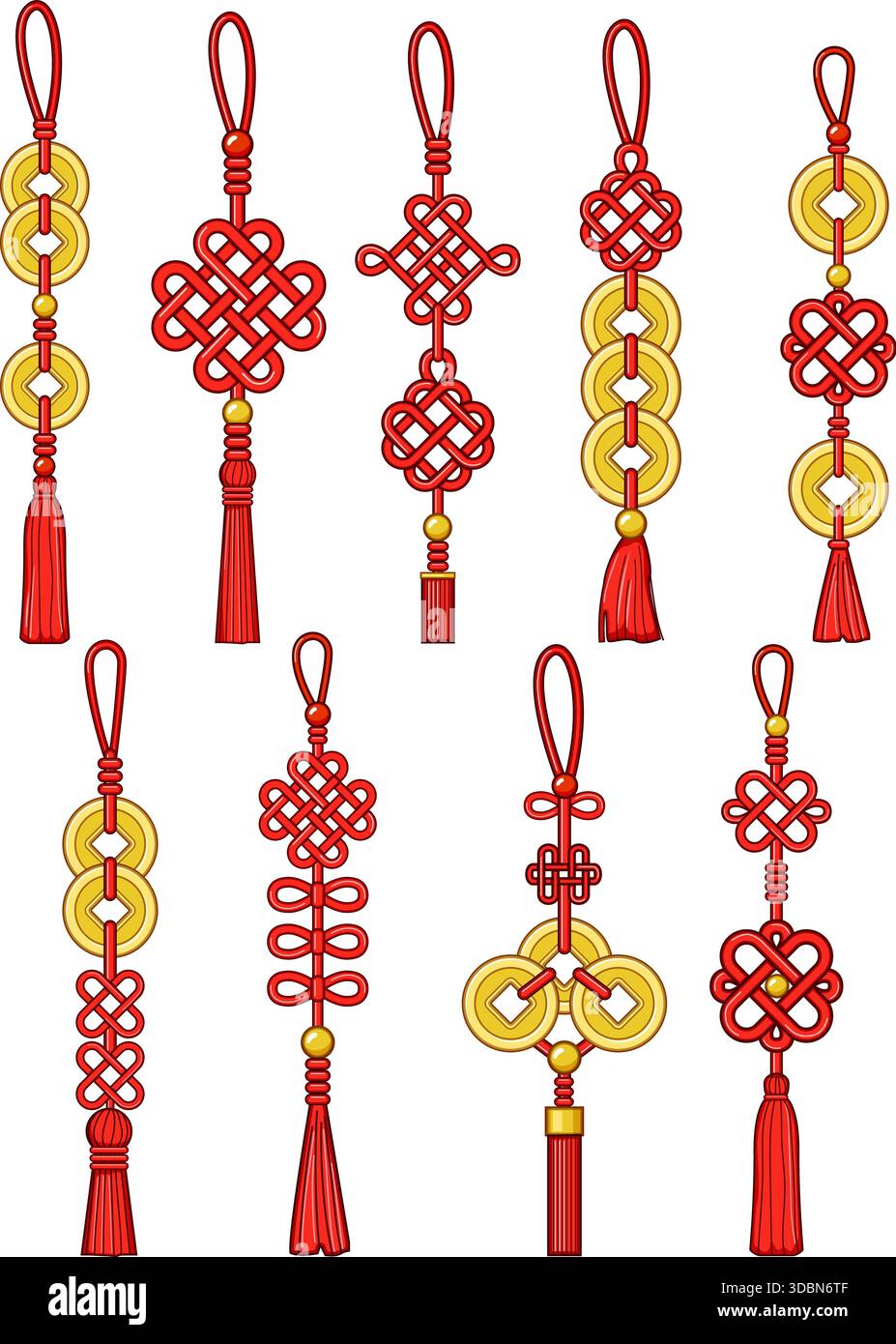 Chinese lucky knots set representing tradition and good fortune Stock ...