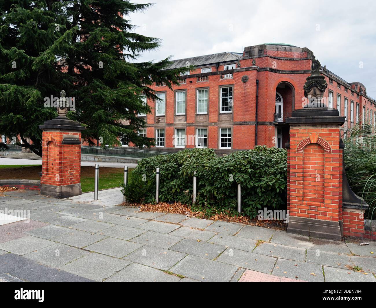 Red brick institutional Trafford Town Hall building in Manchester ...