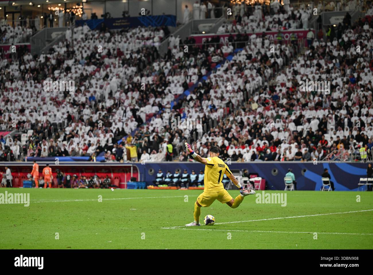 Doha, Qatar. December 15 2025: Jordan Football team players on action ...