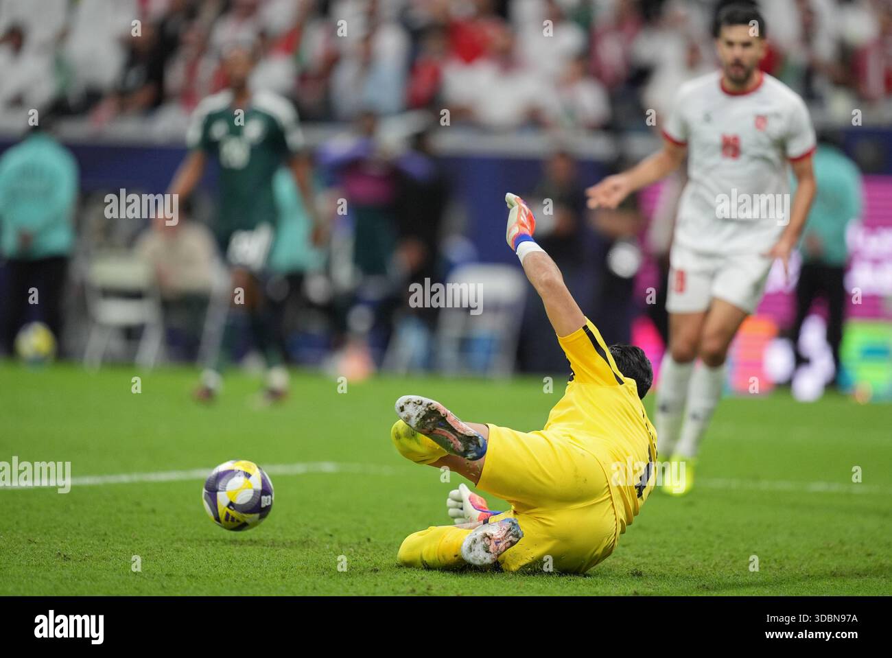 Doha, Qatar. December 15 2025: Jordan Football team players on action ...