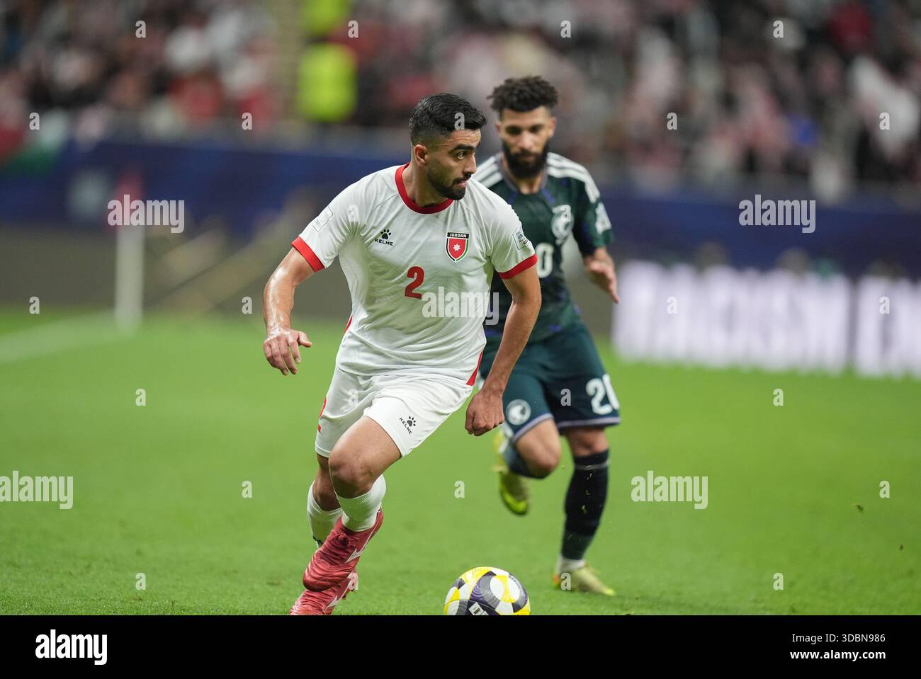 Doha, Qatar. December 15 2025: Jordan Football team players on action ...