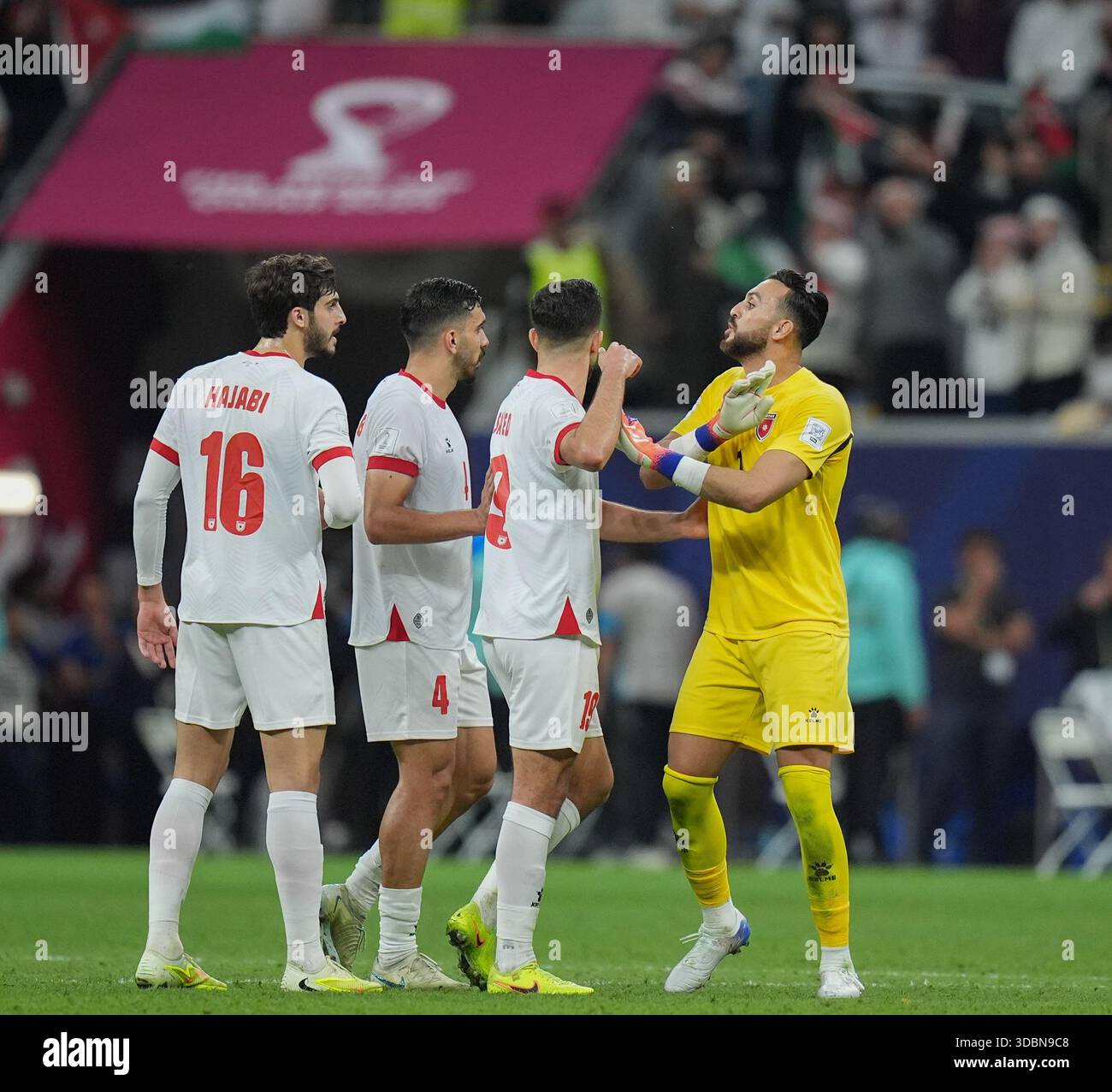 Doha, Qatar. December 15 2025: Jordan Football team players on action ...