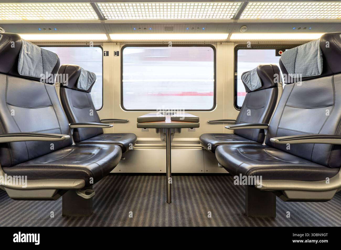 first-class seats in an intercity train Stock Photo - Alamy