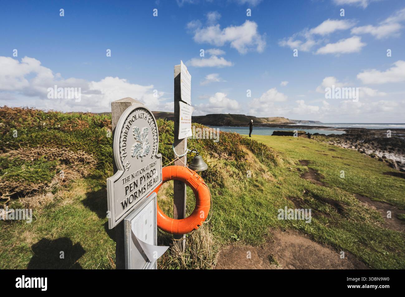 The spectacular coastal path to Worms Head, a huge island in the shape ...