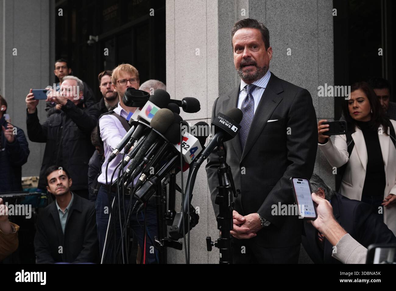 Alan Jackson, the attorney for Nick Reiner, speaks after appearing in ...