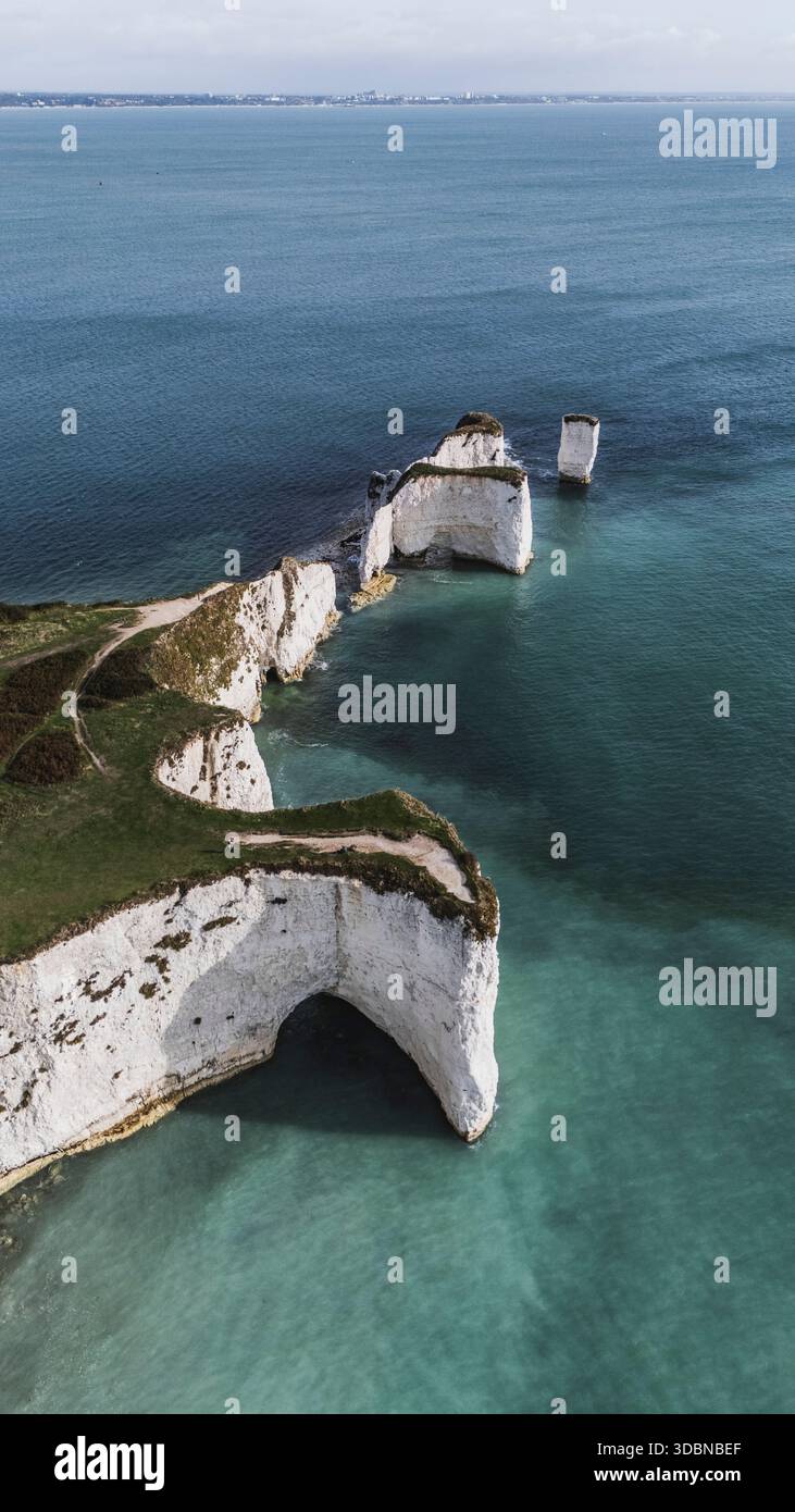 Old Harry Rocks are two famous chalk pillars on the Isle of Purbeck ...