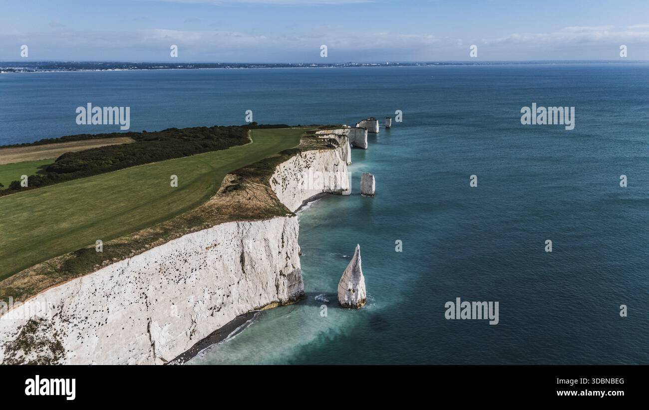 Old Harry Rocks are two famous chalk pillars on the Isle of Purbeck ...