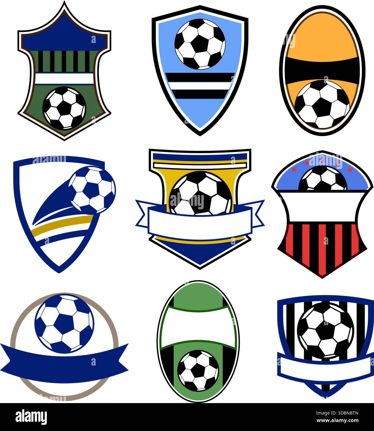 Collection of soccer emblems and football club badges Stock Vector ...
