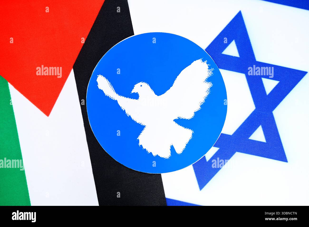 Flags of Gaza and Israel with dove of peace, peace plan for the Middle ...