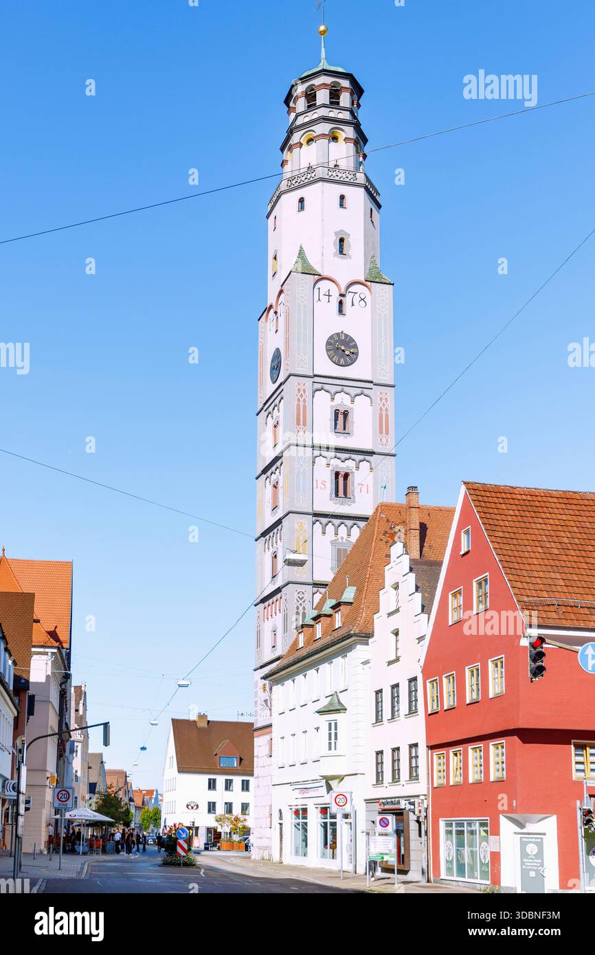 Herzog georg strasse with mold tower in lauingen donau hi-res stock ...
