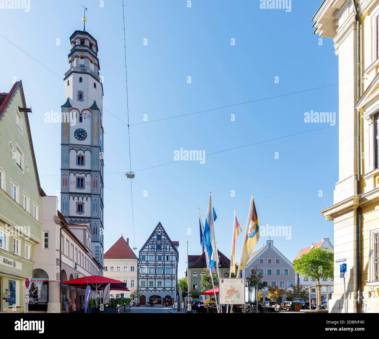 Market square with mold tower in lauingen donau hi-res stock ...