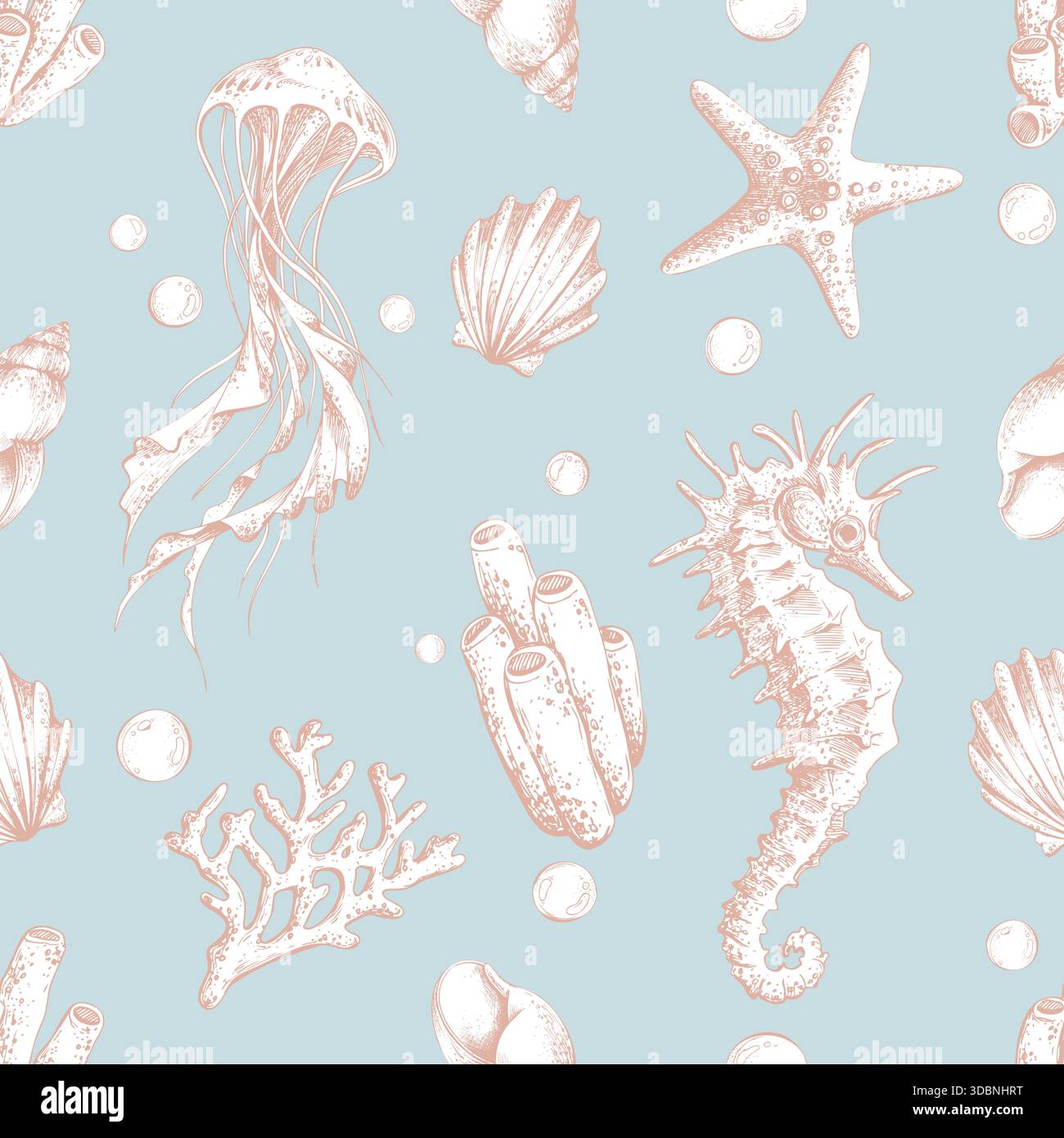 Engraved sea creatures Stock Vector Images - Alamy