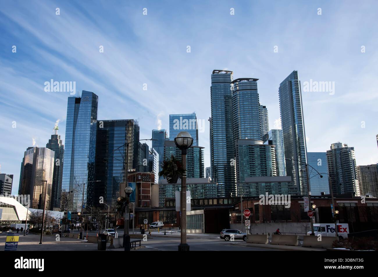 View of office buildings from Bremner Boulevard in downtown Toronto ...