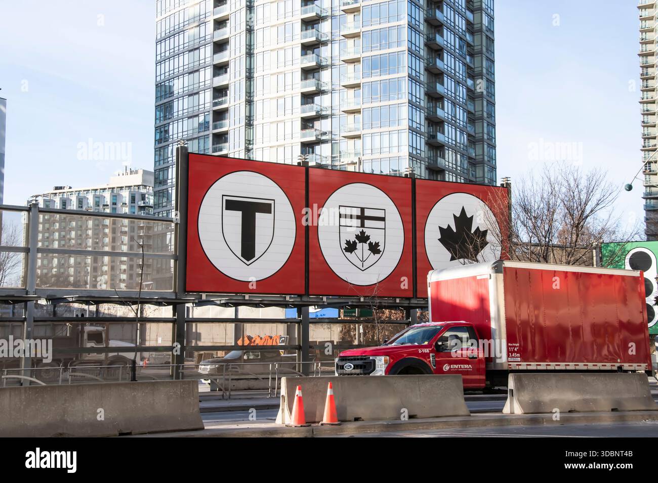 City of Toronto symbols sign at the CN Tower on Bremner Boulevard in ...