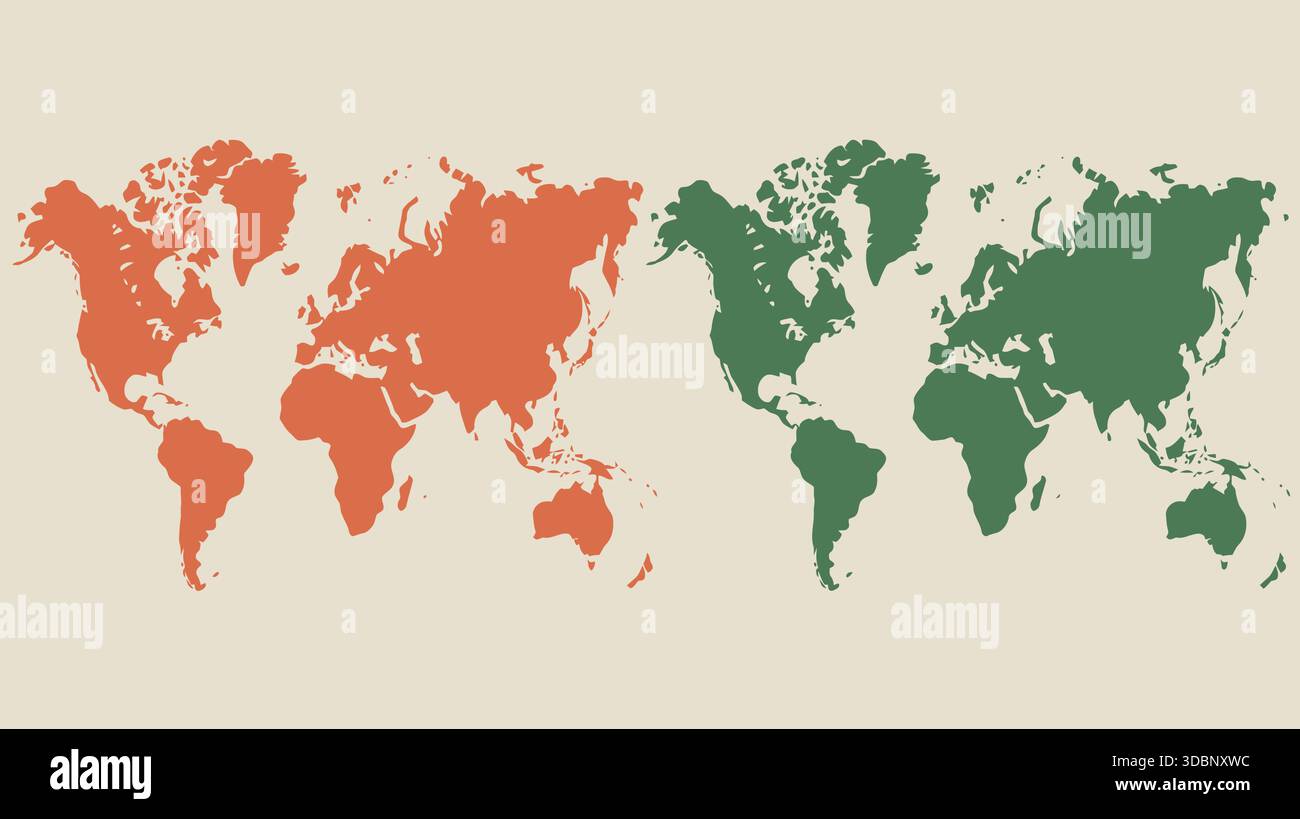 World map divided into two hemispheres Stock Vector Image & Art - Alamy