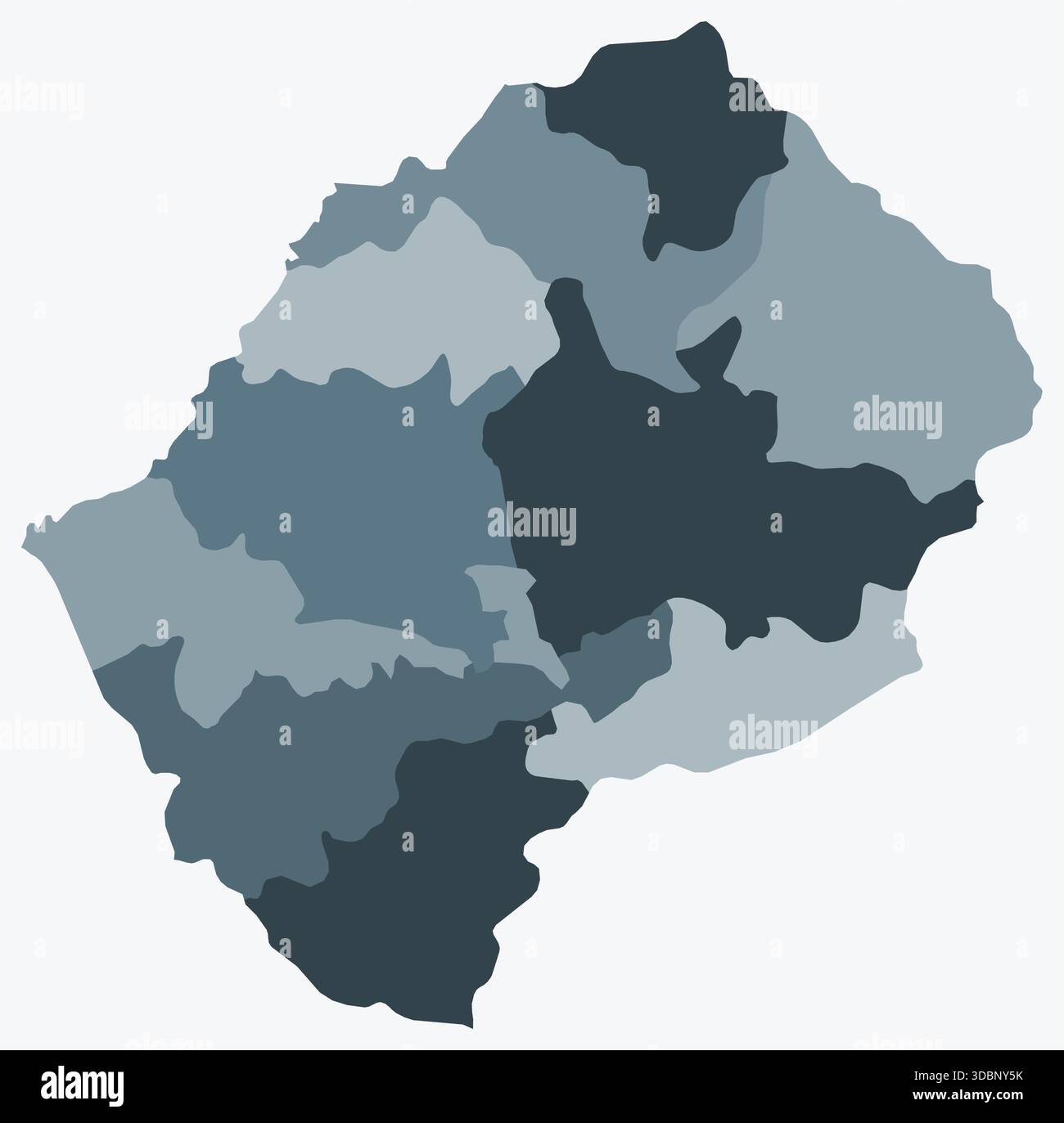 Map of Lesotho with regions. Just a simple country border map with ...