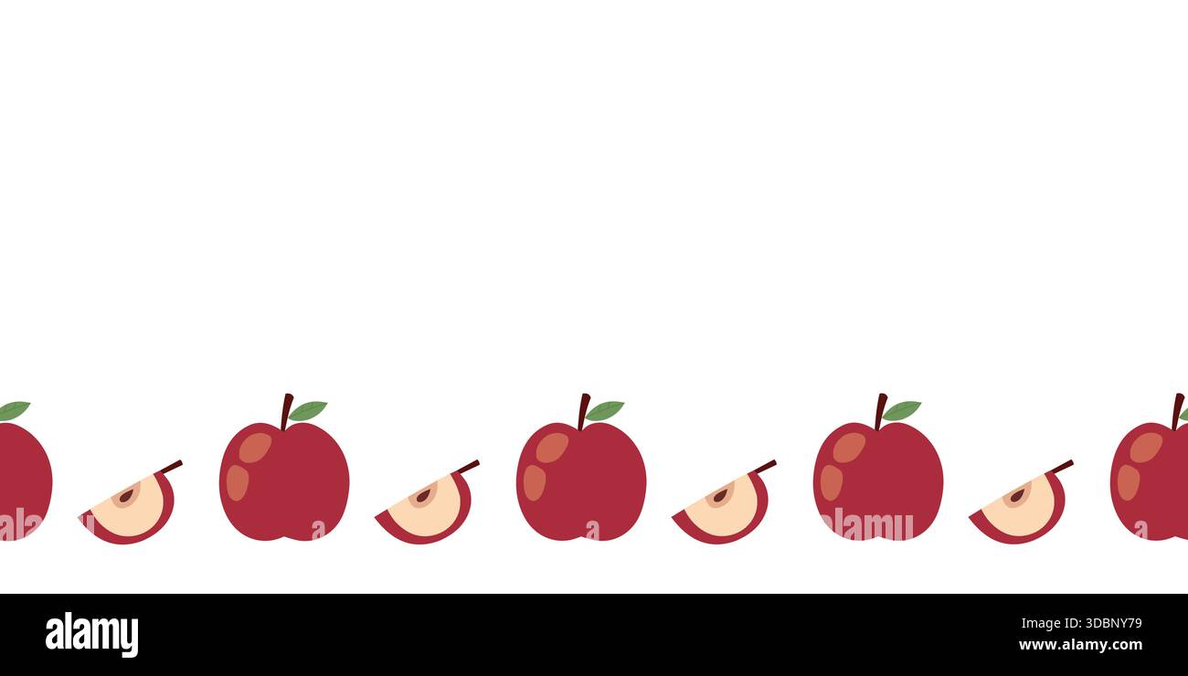 Horizontal seamless apple border in cute hand drawn style Stock Vector ...