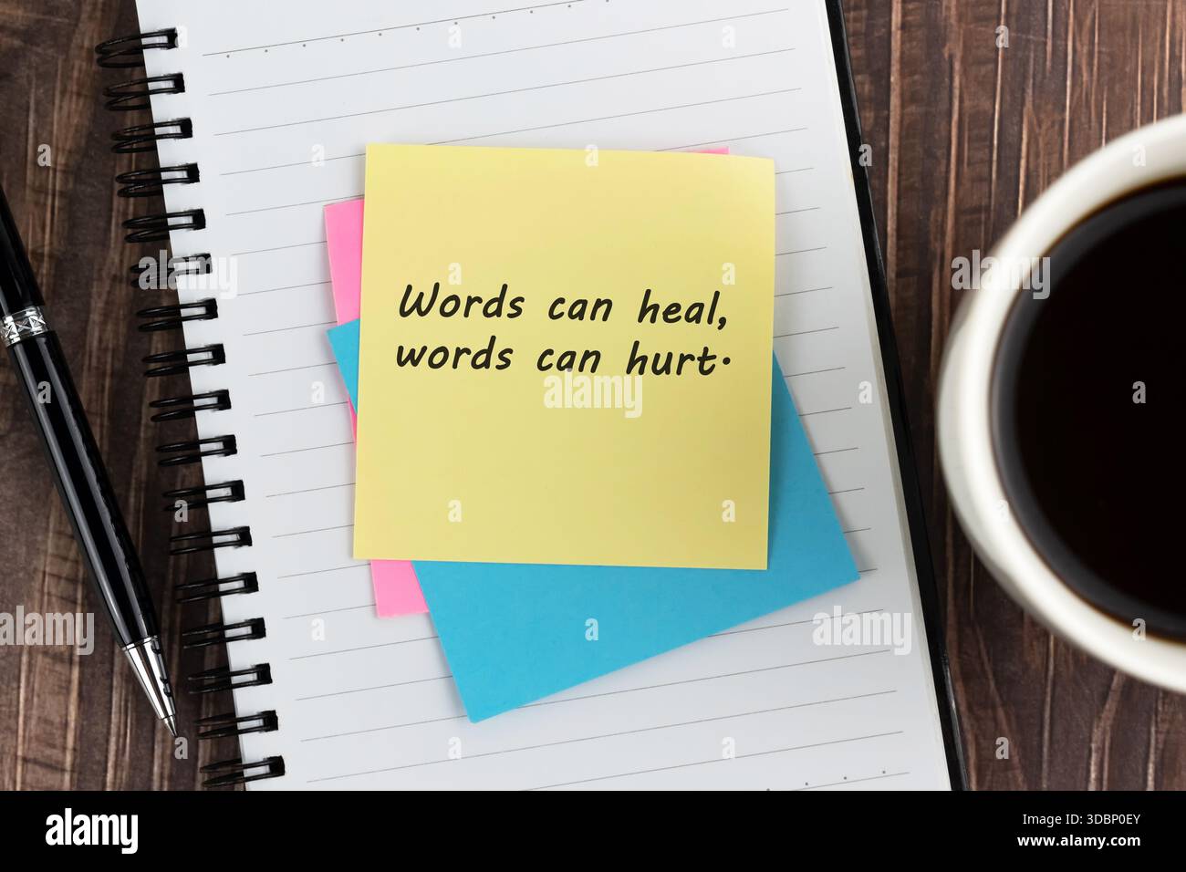 Words can heal, words can hurt inspirational quotes on adhesive note ...