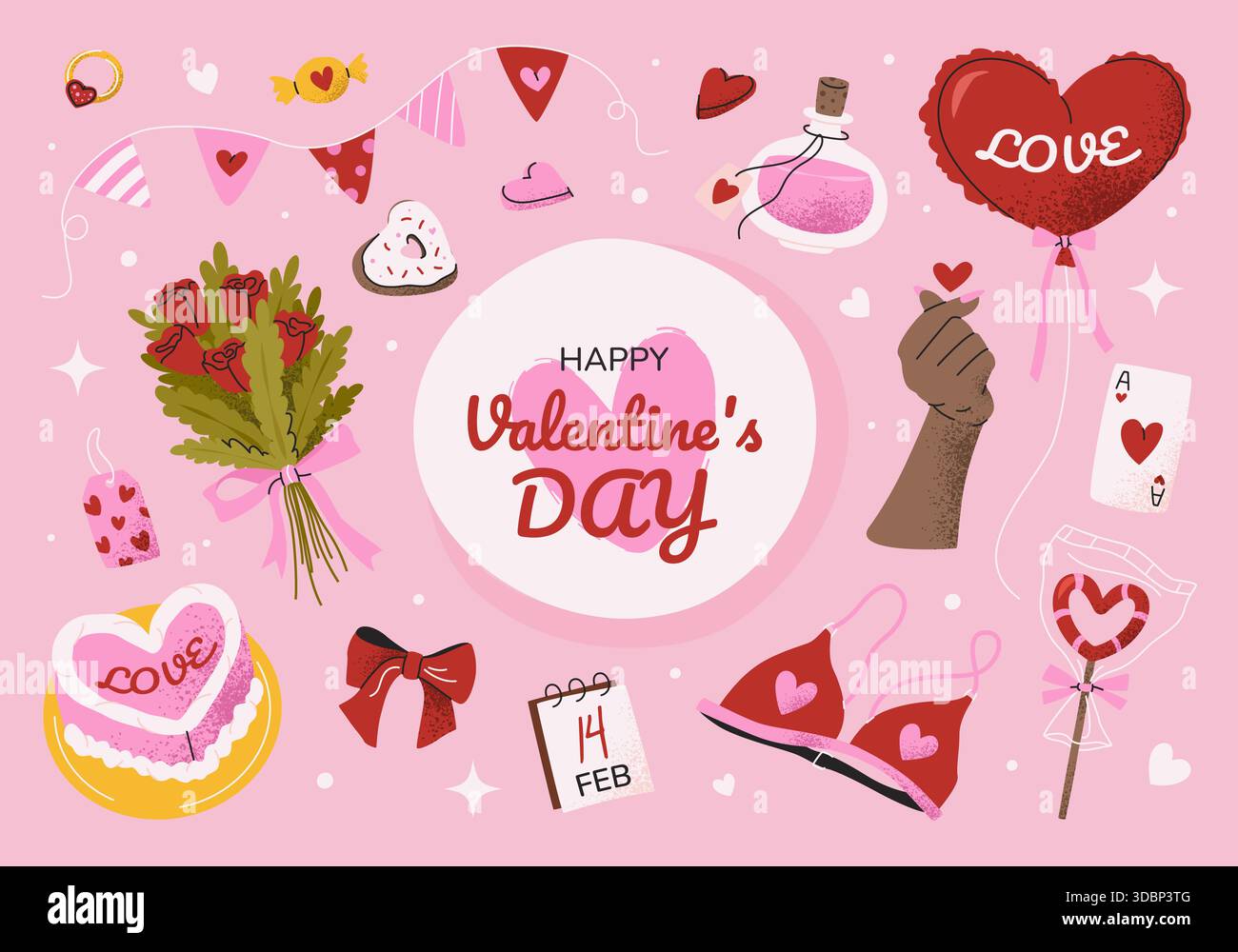 Valentines Day hand drawn clipart set Stock Vector Image & Art - Alamy