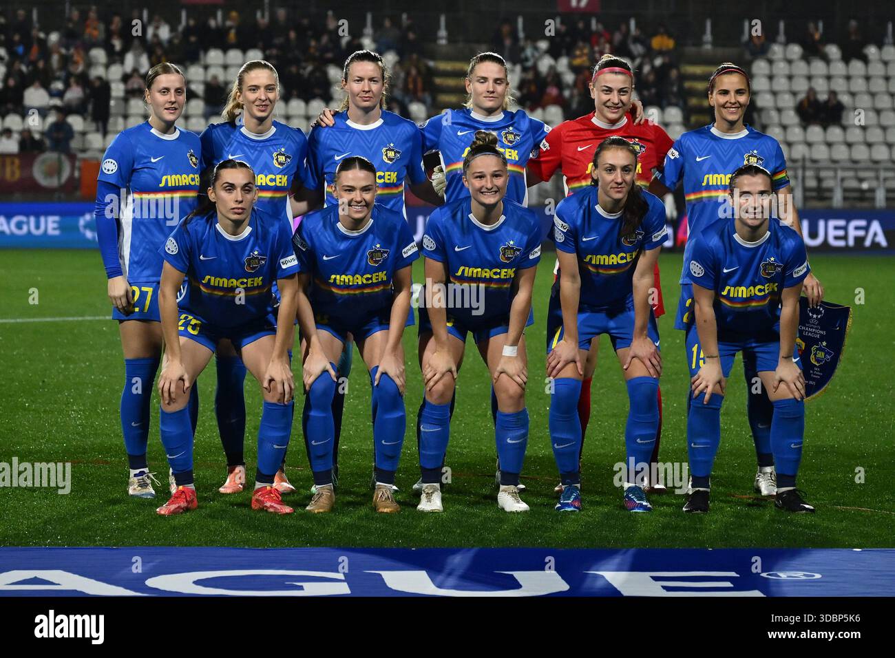 SKN St. Polten players pose for a team photo during the match during ...