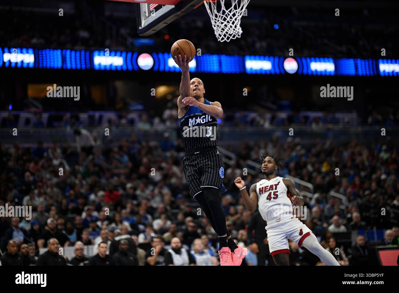 Orlando Magic guard Desmond Bane (3) goes up to shoot as Miami Heat ...