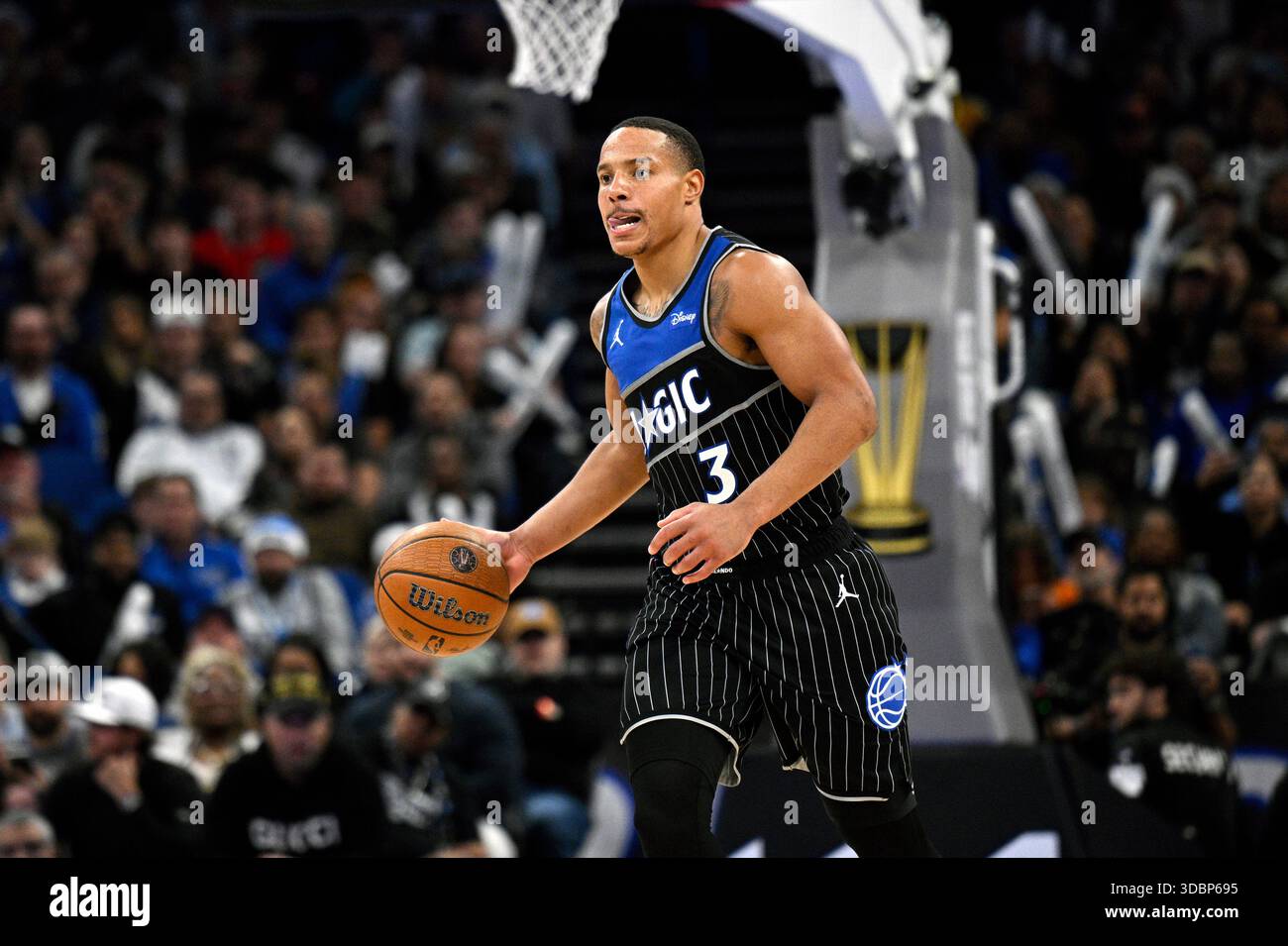Orlando Magic guard Desmond Bane (3) brings the ball up the court ...