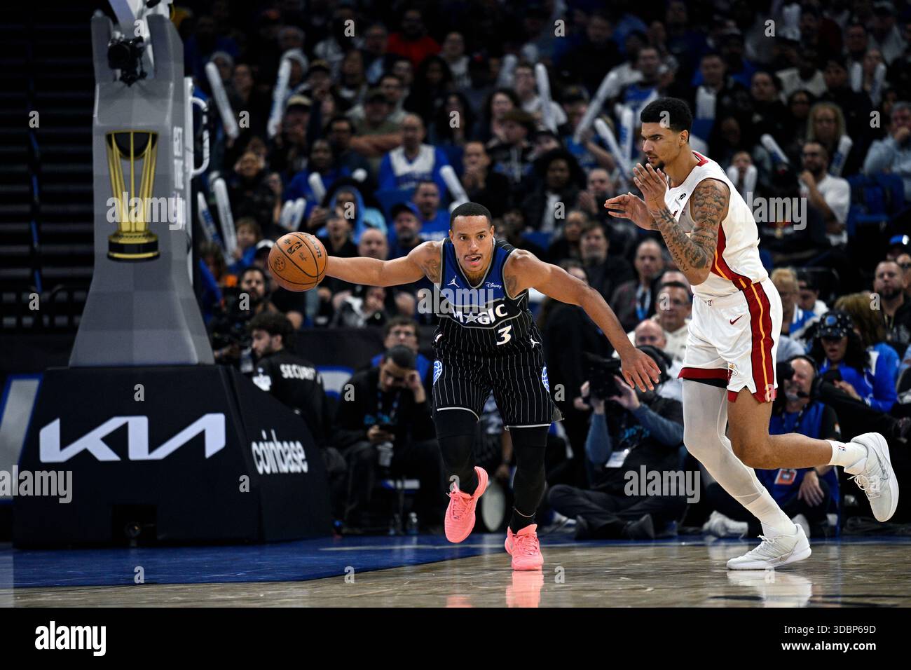 Orlando Magic guard Desmond Bane (3) brings the ball up the court as ...