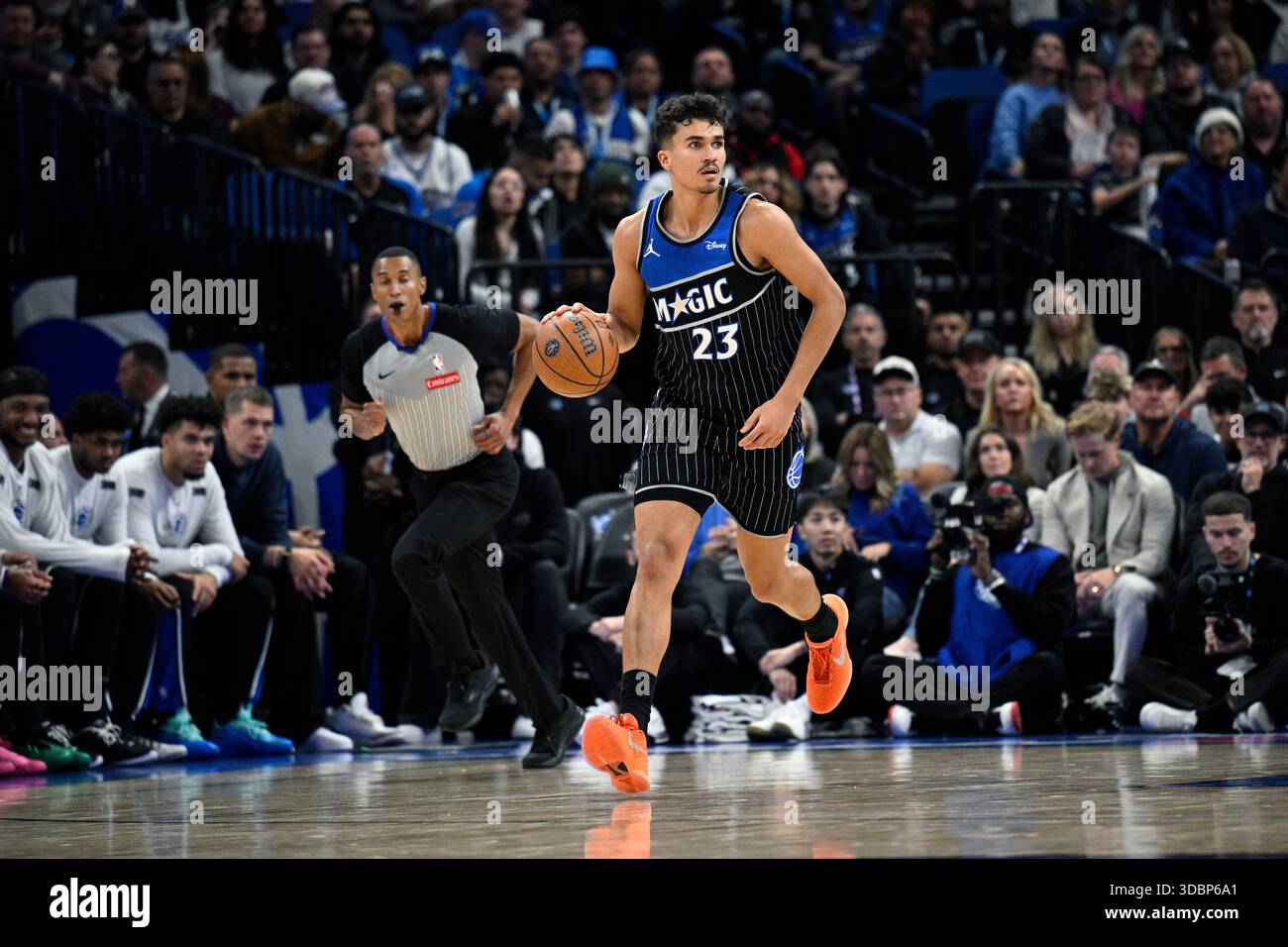 Orlando Magic forward Tristan da Silva (23) brings the ball up the ...
