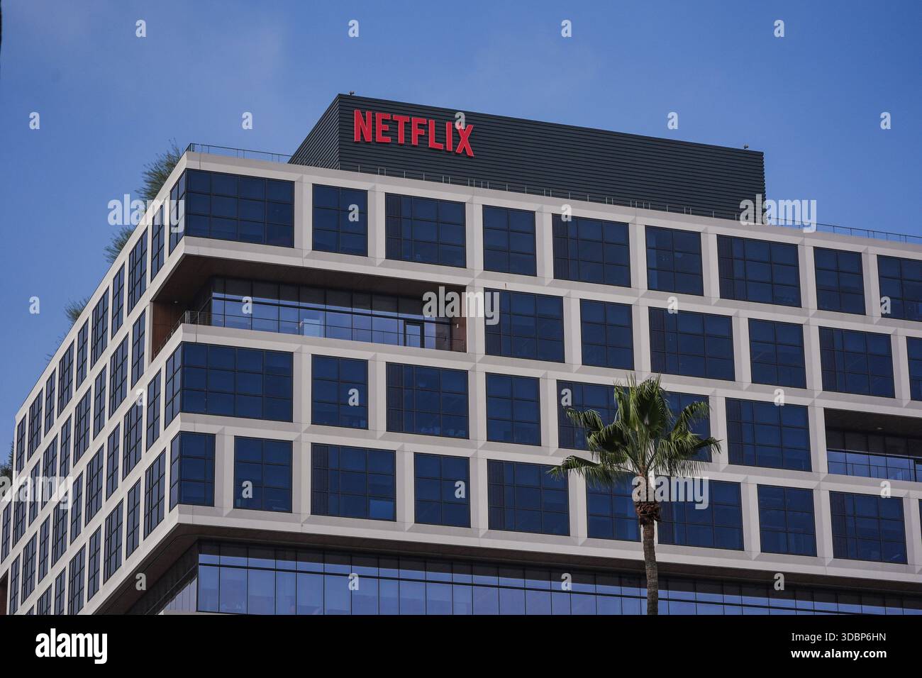A Netflix sign is displayed atop a building in Los Angeles, Wednesday ...