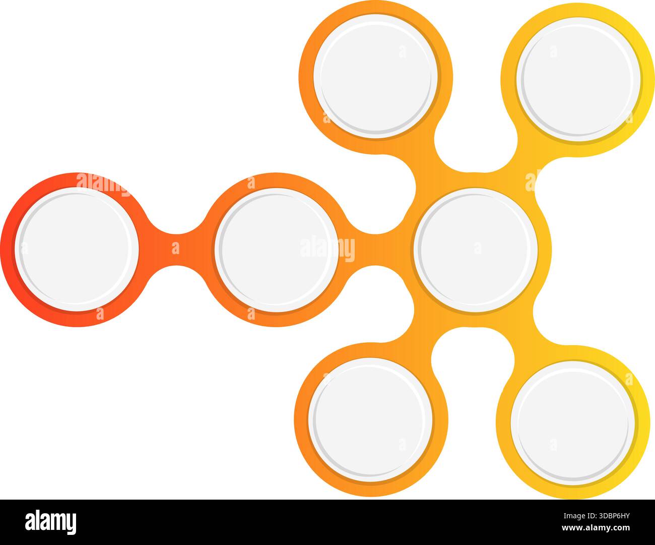 Five circles linked in a compact modular arrangement outlined with ...
